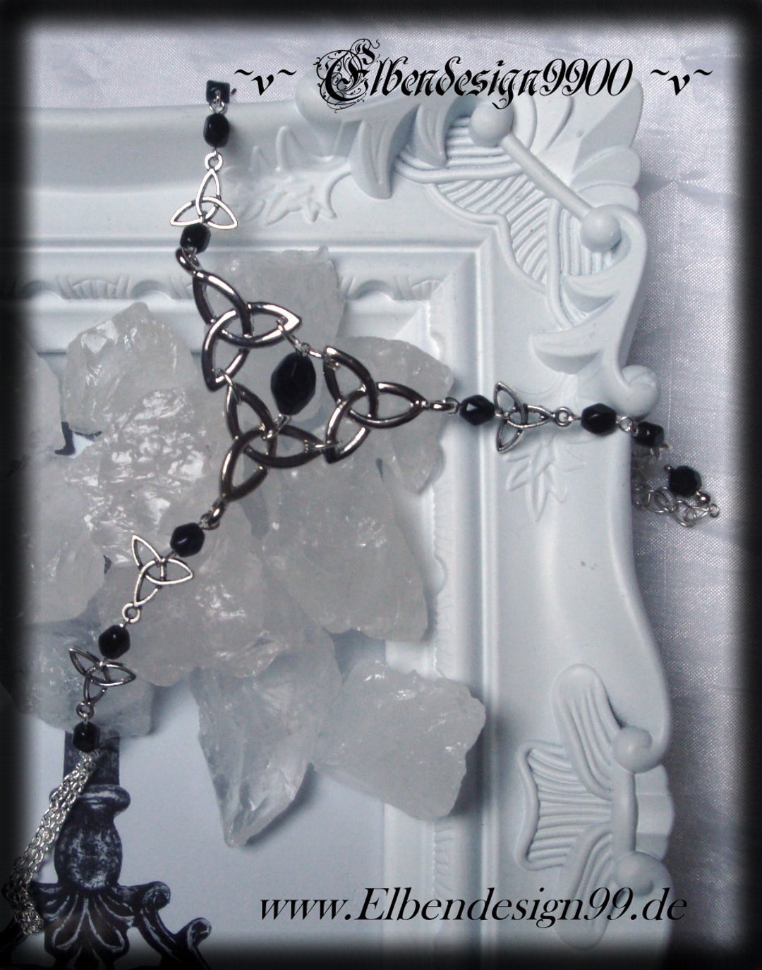 Hand Jewelry celtic Knot Black Triskele Wicca Pagan Witch Crystal ...