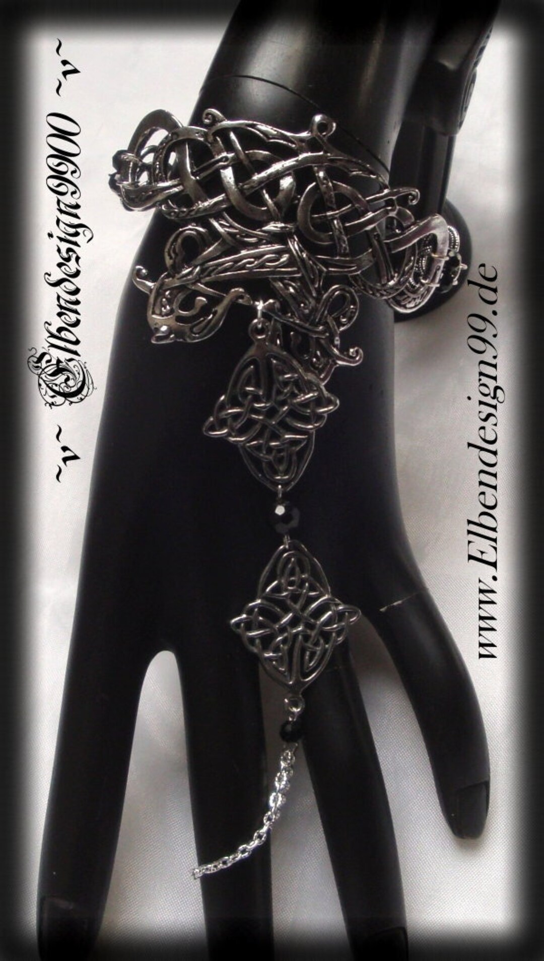 Hand Jewelry celtic Dragon Black Dragon Wicca Pagan Witch Crystal ...