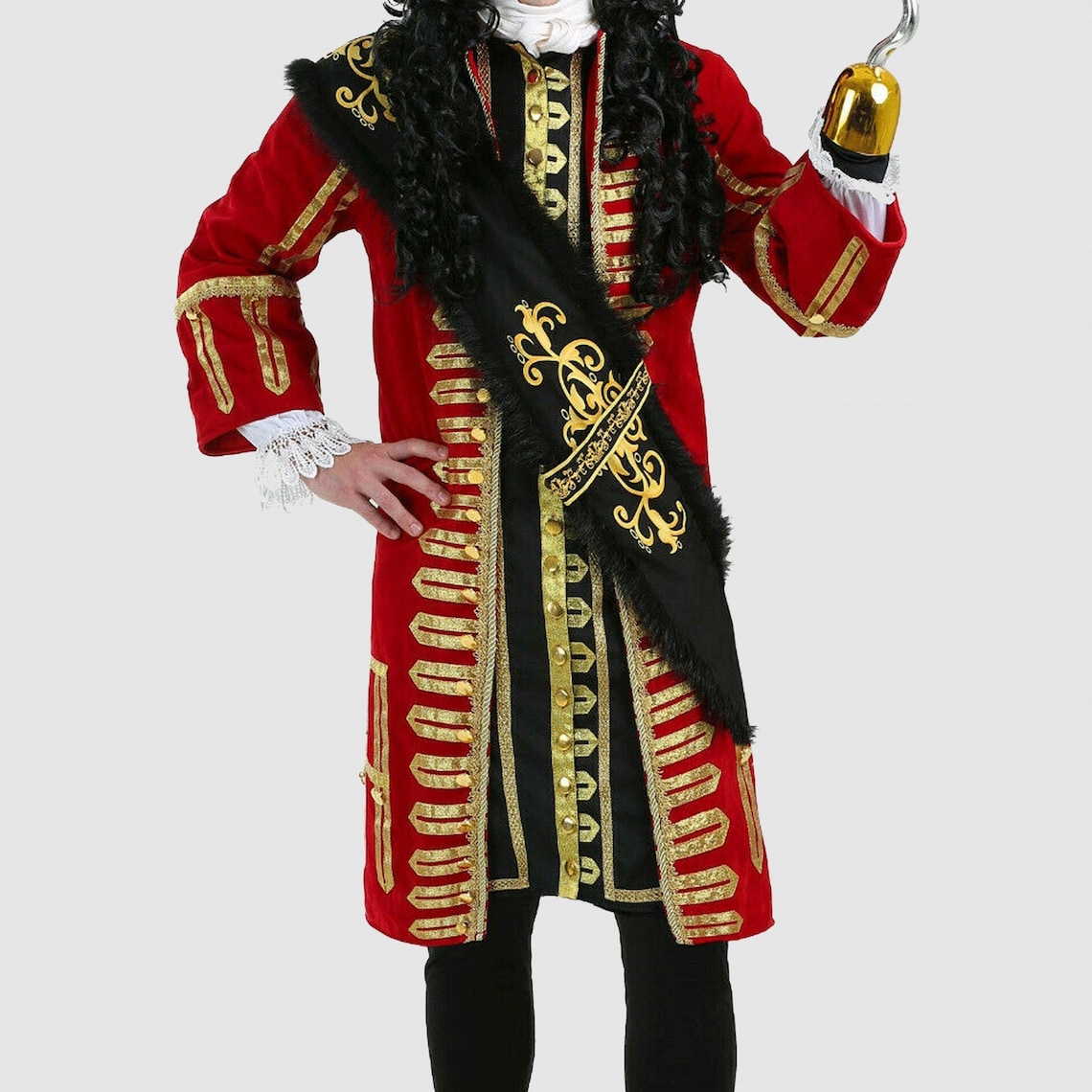 Men's British Red Adult Elite Captain Hook Costume | Etsy