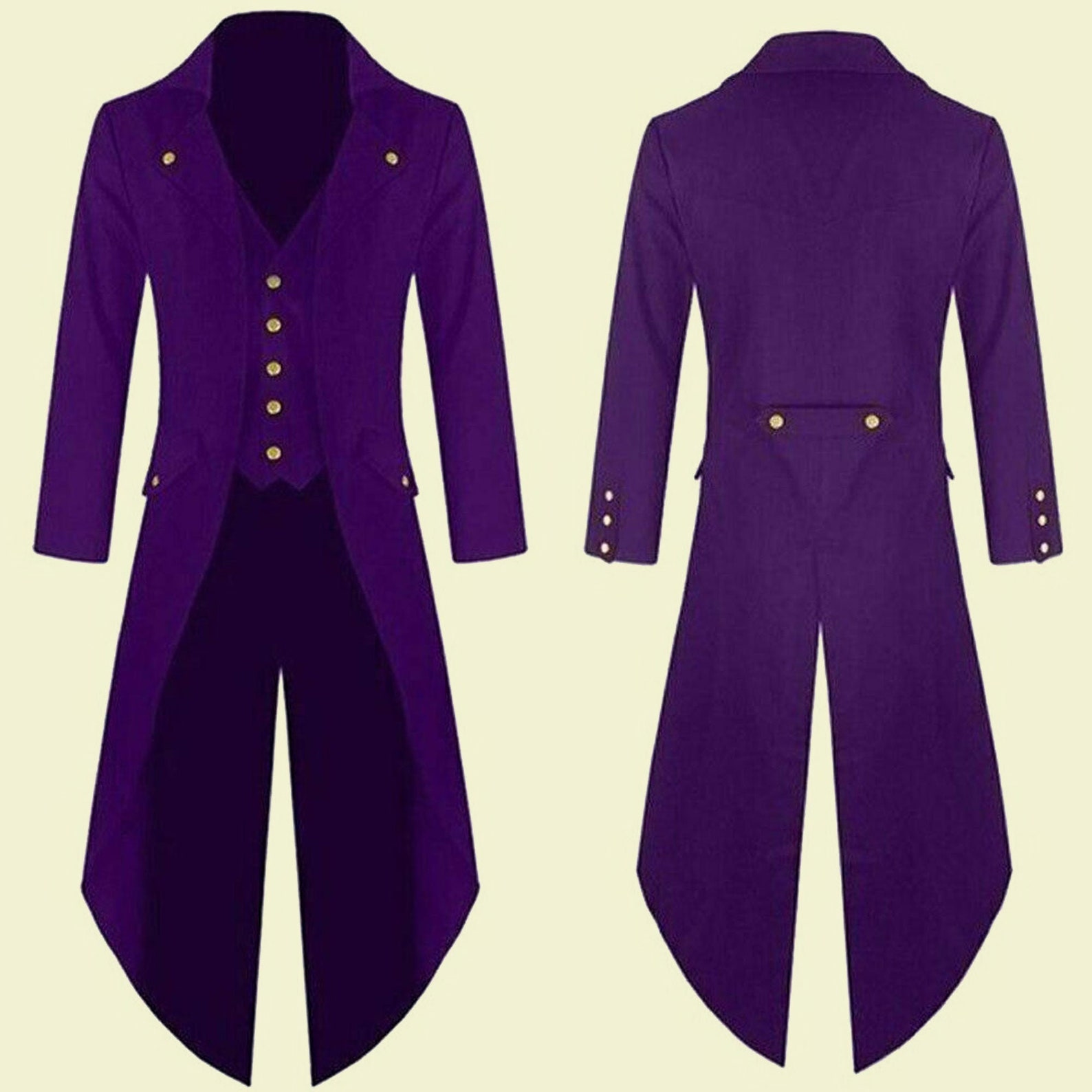 Mens New Purple Long Jacket Steampunk Trench Halloween Style - Etsy