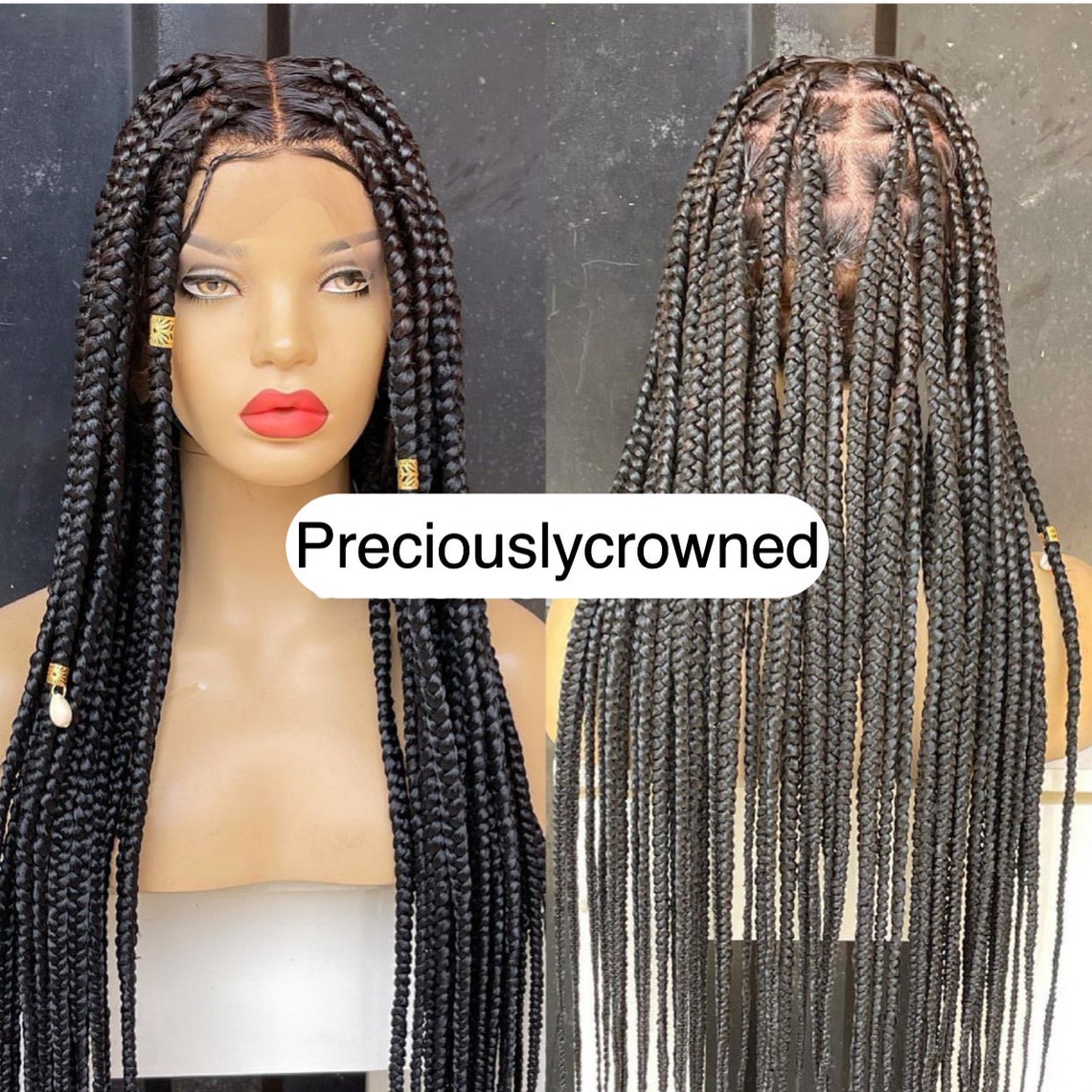 Jumbo Braids Wig, Full Lace Large Box Braid Wig, Box Braided Wig, Braid ...