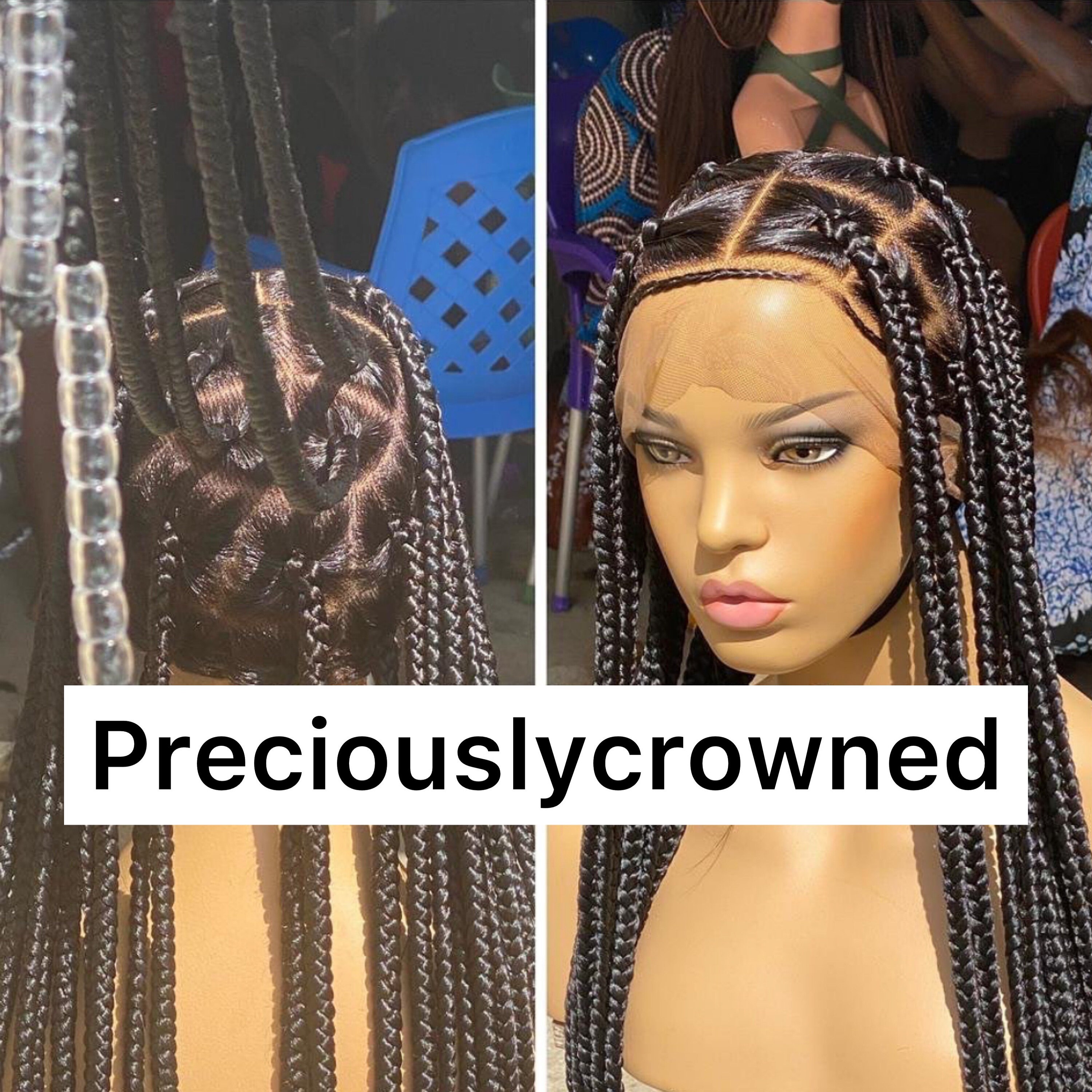 Jumbo Braids Wig, Full Lace Large Box Braid Wig, Box Braided Wig, Jumbo ...
