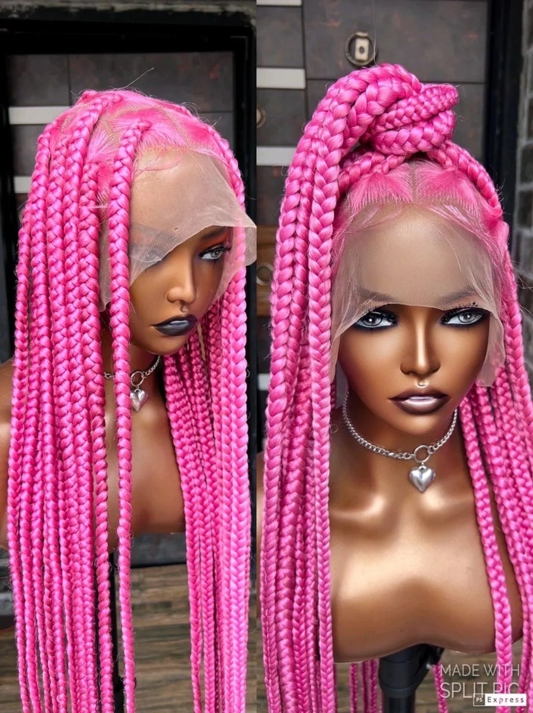 Jumbo Braids Wig, Full Lace Wig, Large Box Braid Wig, Black Women ...