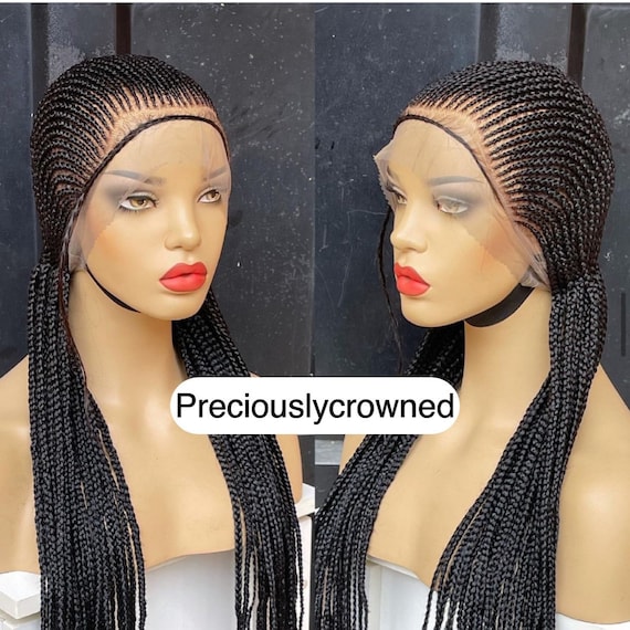 Conrow Braids Wig Feed in Conrow Braids Grey Braids Wig for - Etsy ...