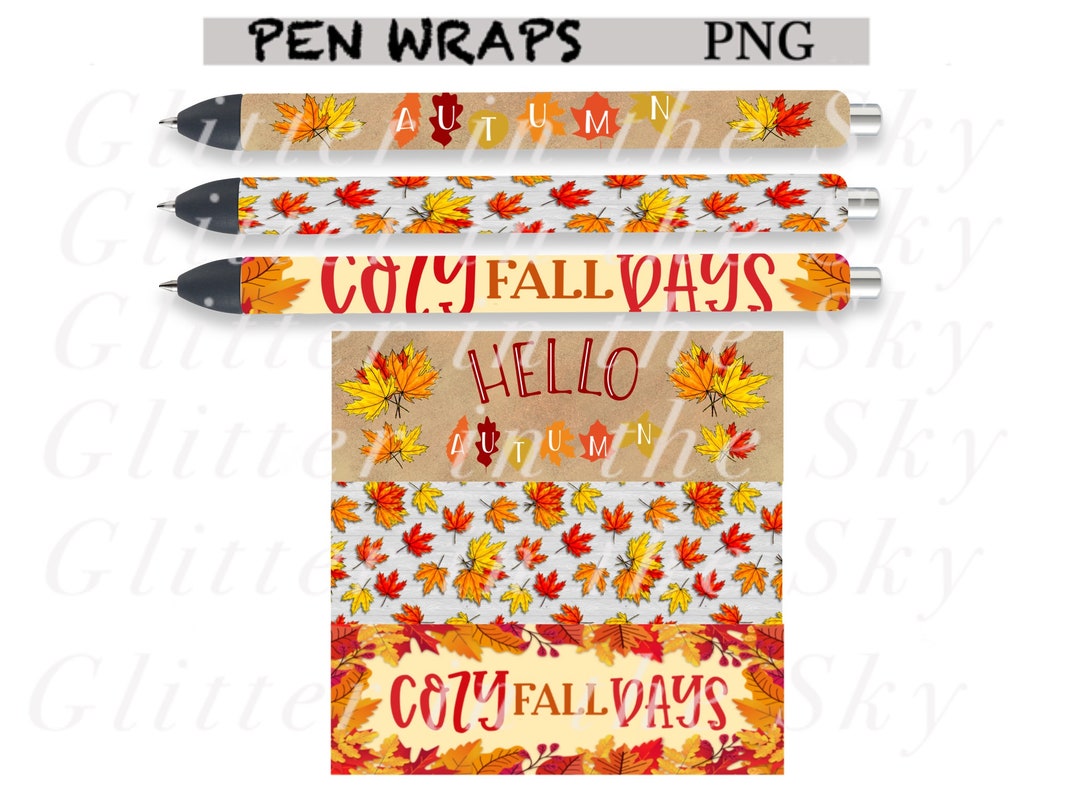 Fall Pen Wraps, Autumn Pen Wraps, Fall Leaves Pen, Pen Wraps, Inkjoy ...