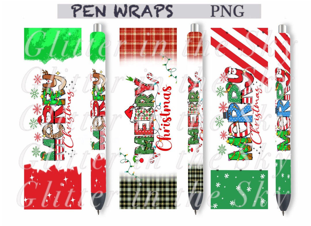 Christmas Pen Wraps, Santa Pen Wraps, Pen Wraps, Inkjoy Glitter Pen ...