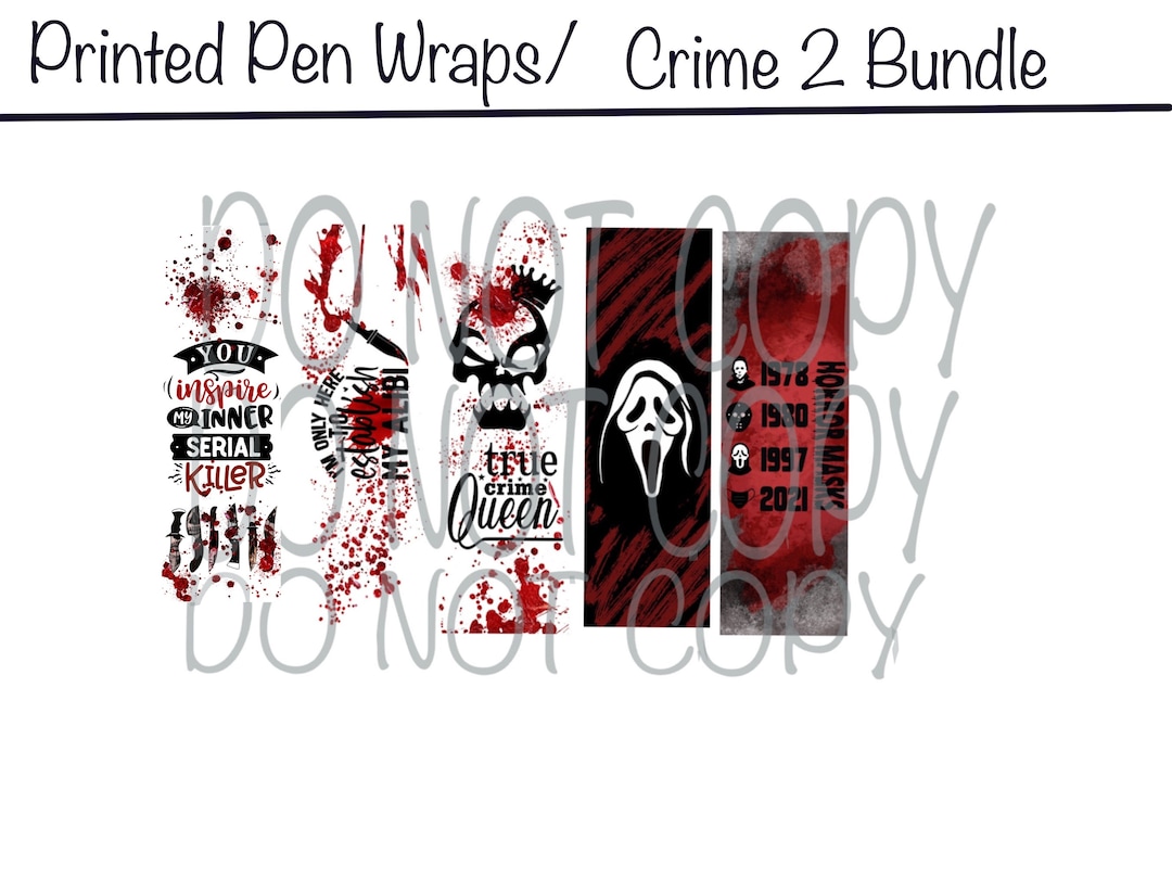 Printed Pen Wraps, Crime Pen Wraps, Printable Vinyl Wraps, Horror Pen ...