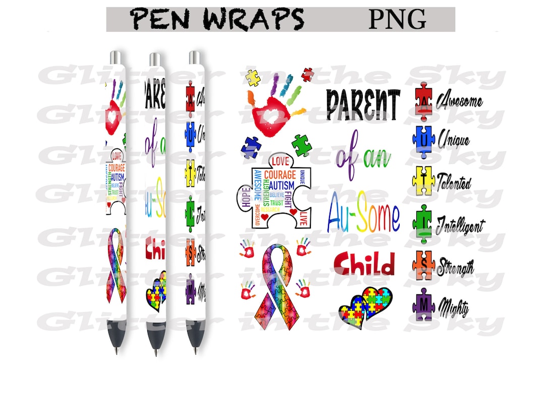 Autism Pen Wraps, Autism Pens, Pen Wraps, Inkjoy Glitter Pen ...