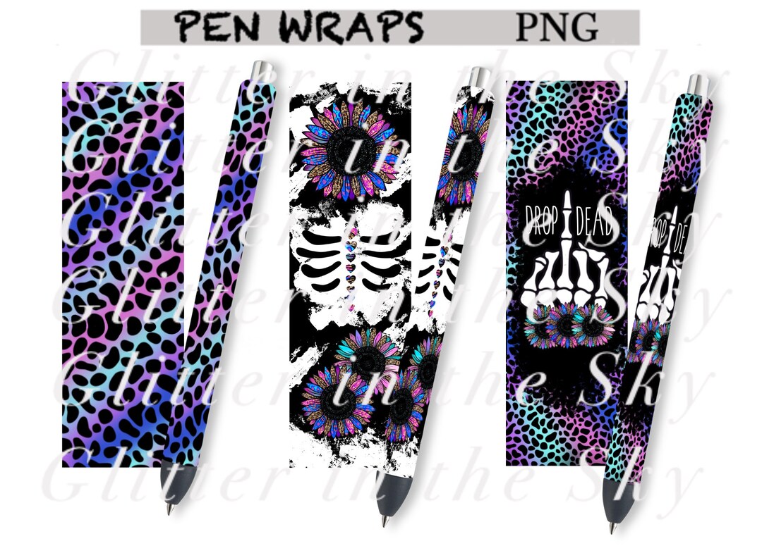 Leopard Pen Wraps, Skeleton Pen Wraps, Drop Dead Pen Wraps, Glitter Pen ...