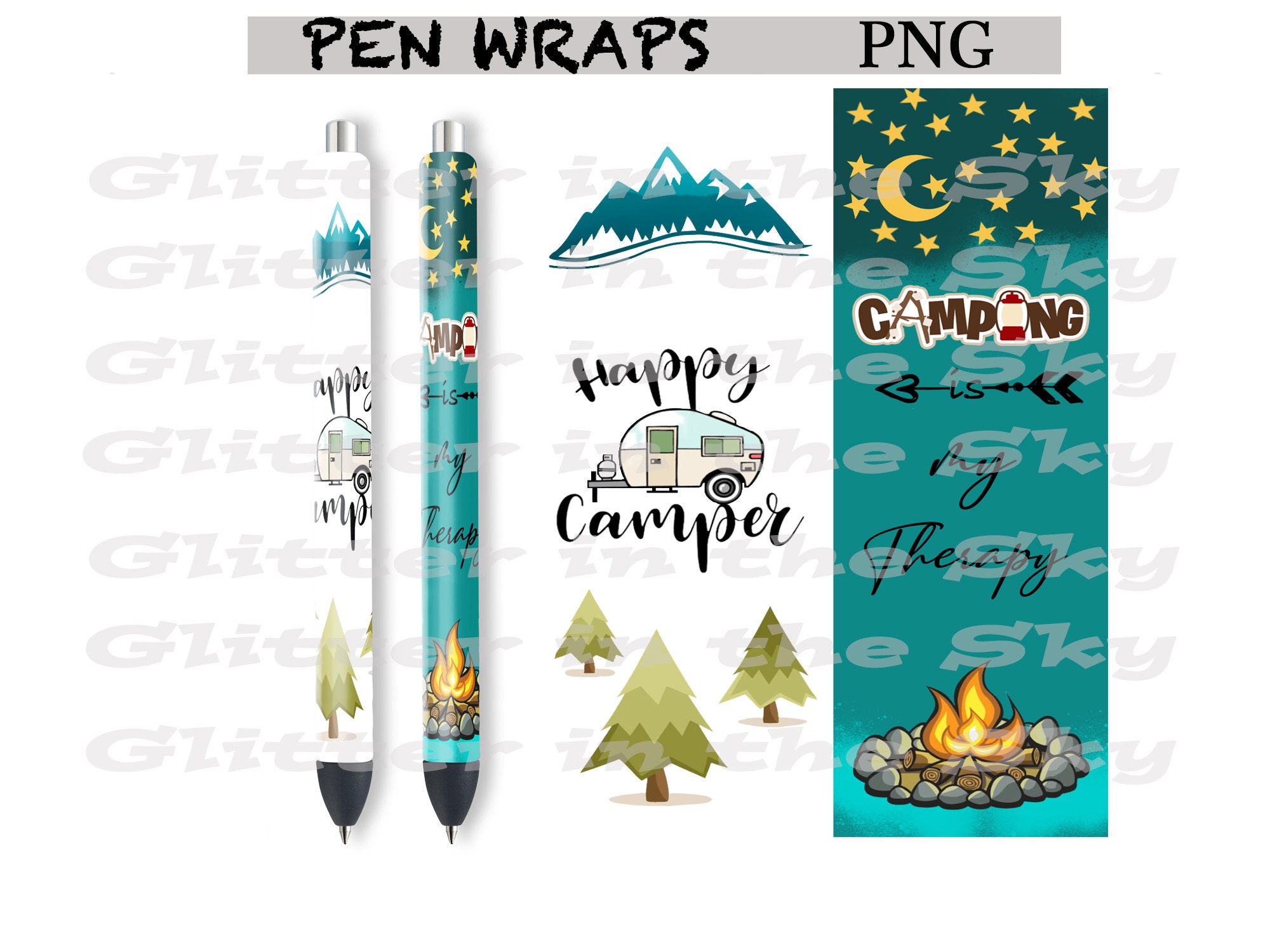 Camping Pen Wraps Happy Camper Pen Outdoors Pen Wraps - Etsy