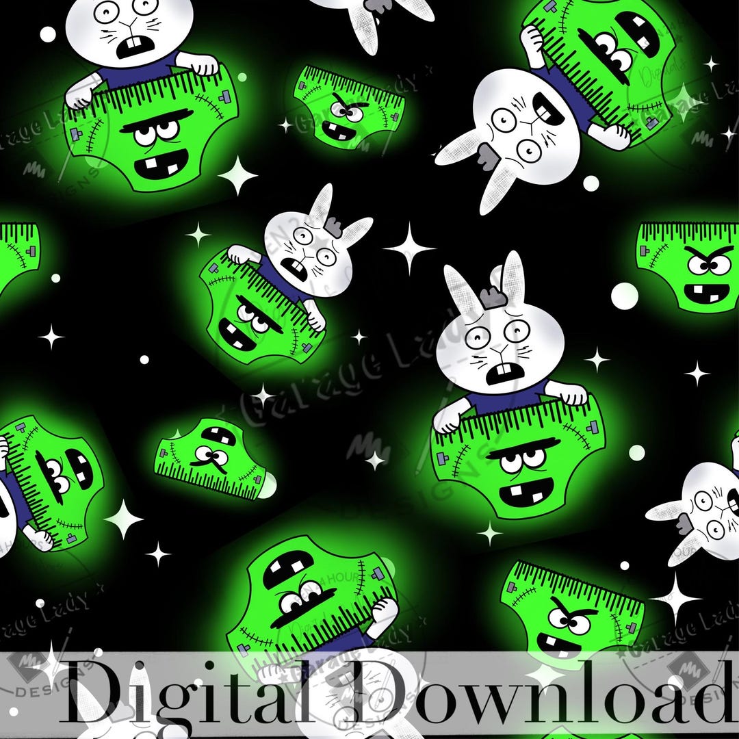 Creepy Bunny Undies Seamless File, Creepy Bunny, Seamless Pattern for ...
