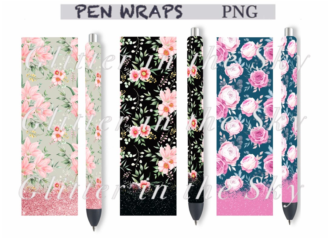 Flower Pen Wraps Spring Pen Wraps Glitter Pen Wraps Pen - Etsy