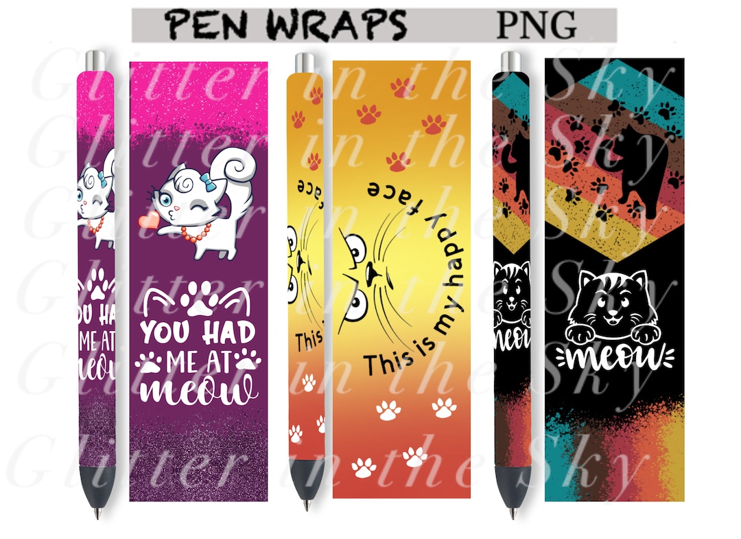 Cat Pen Wraps, Cat Pen, Glitter Pen Wraps, Inkjoy Glitter Pen ...