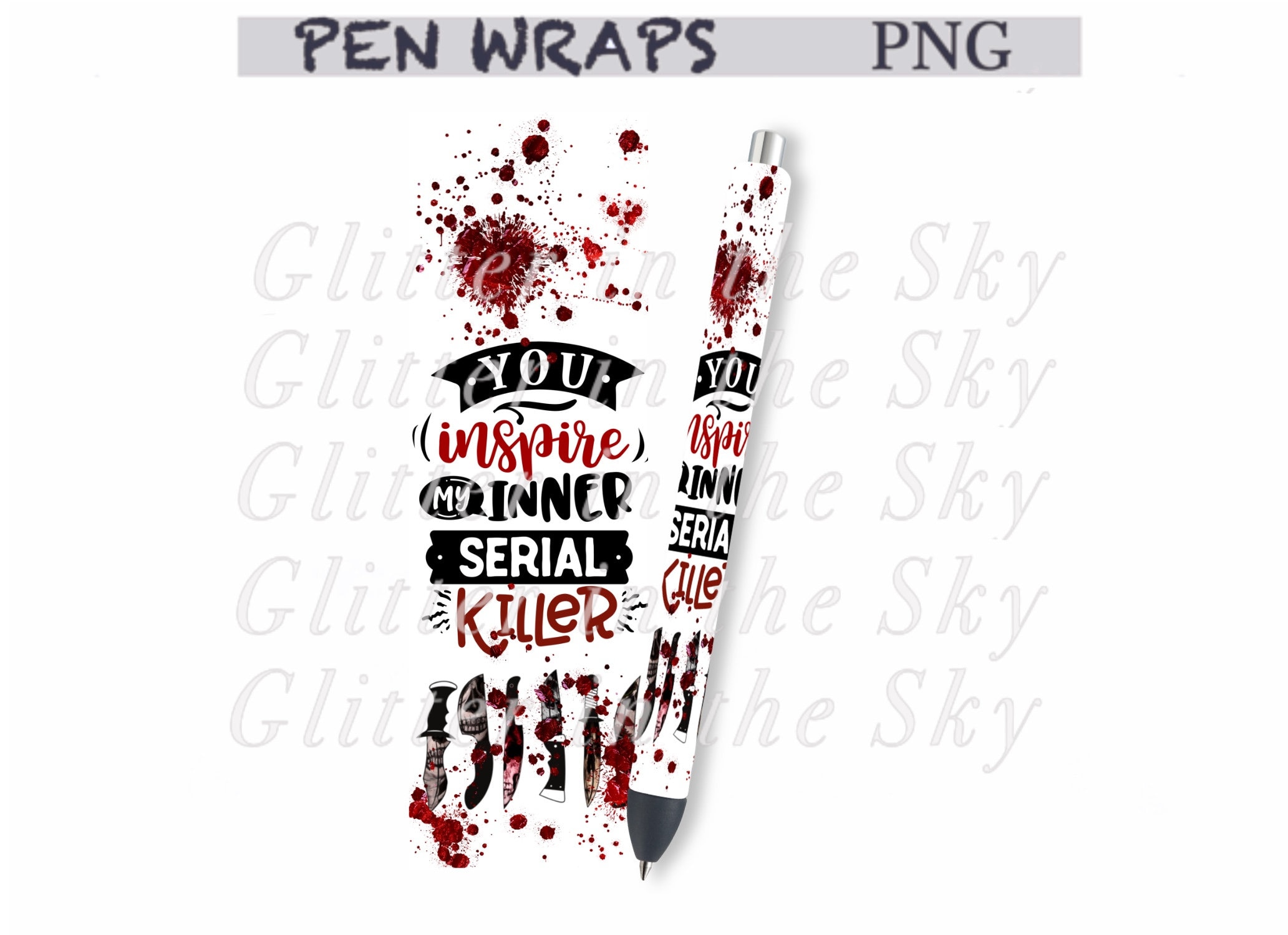 Horror Pen Wraps, True Crime Pen Wraps, , Glitter Pens, Vinyl Wraps - Etsy