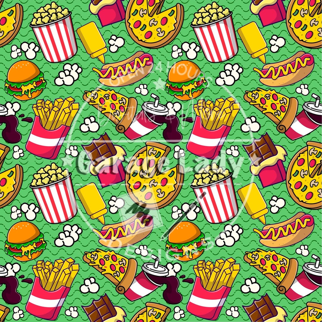 Fast Food Seamless File, Popcorn Seamless, Cheeseburger Seamless ...