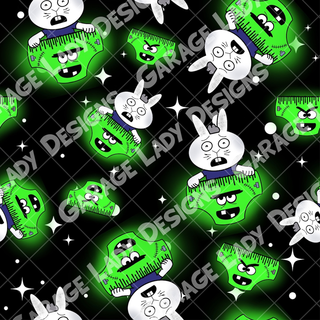 Creepy Bunny Undies Seamless File, Creepy Bunny, Seamless Pattern for ...