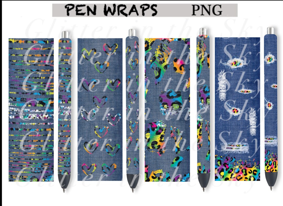 Denim Pen Wraps, Distressed Pen Wraps, Ripped Jeans Pen Wraps, Pen ...