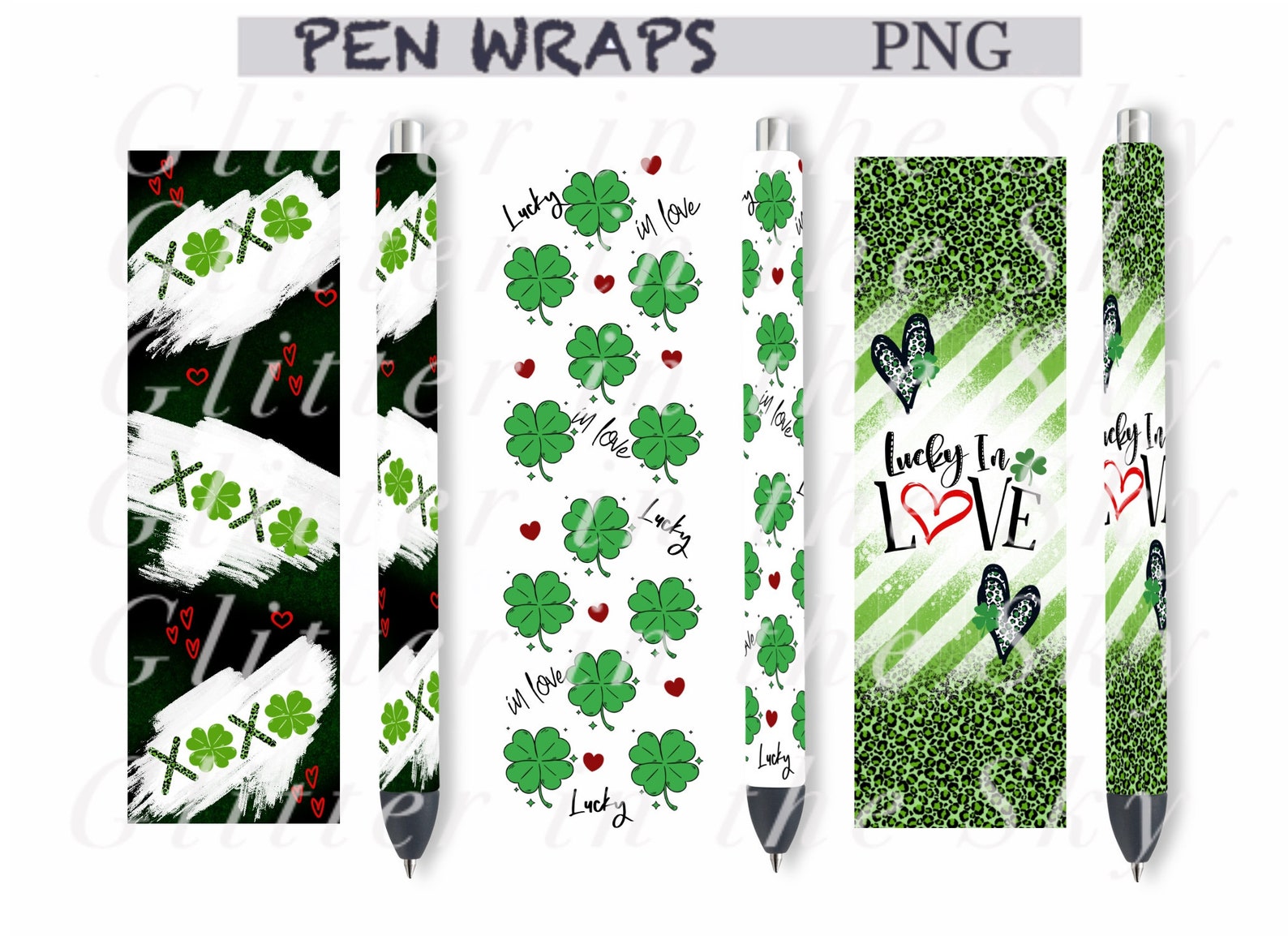 Shamrock Pen Wraps Love Pen Wraps St Patricks Pen Wraps - Etsy