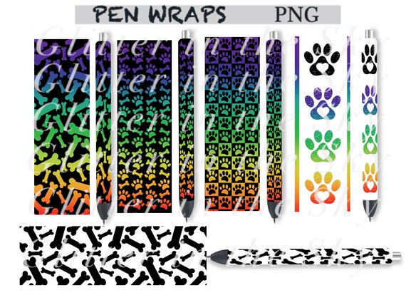 Dog Pen Wraps Paw Print Pen Wraps Rainbow Ombre Pen Wraps | Etsy