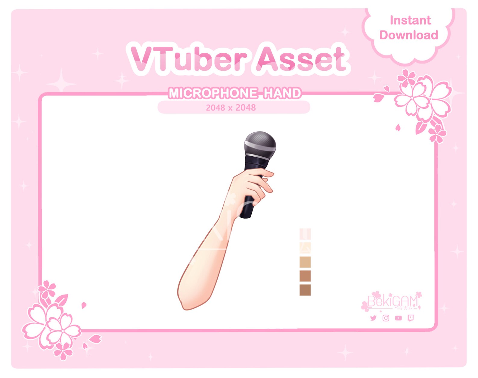 Vtuber Assets Karaoke Microphone Hand | Vtuber Hands | Cute Vtuber ...