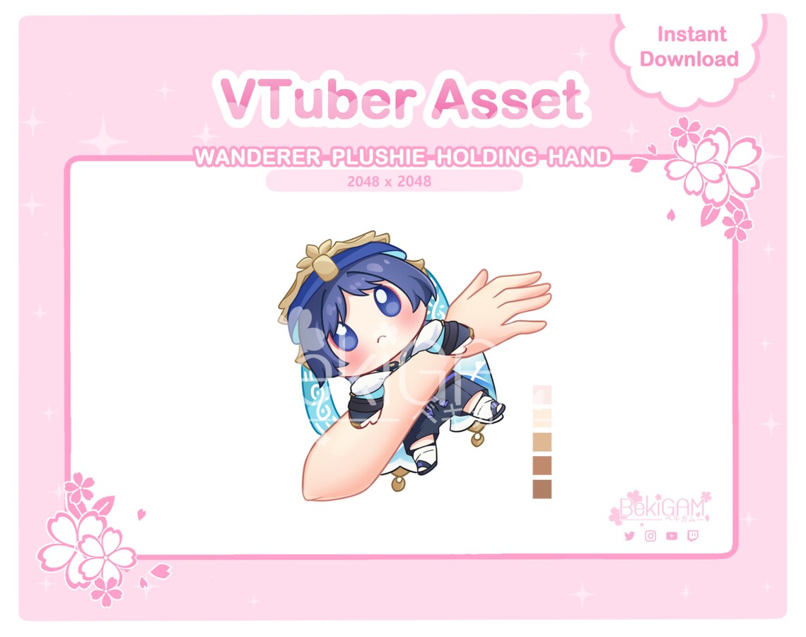 Vtuber Assets Wanderer Plushie Holding Hand Vtuber Plushie Cute Vtuber ...