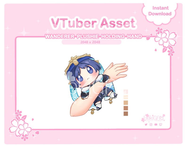 Vtuber Assets Wanderer Plushie Holding Hand Vtuber Plushie Cute Vtuber ...