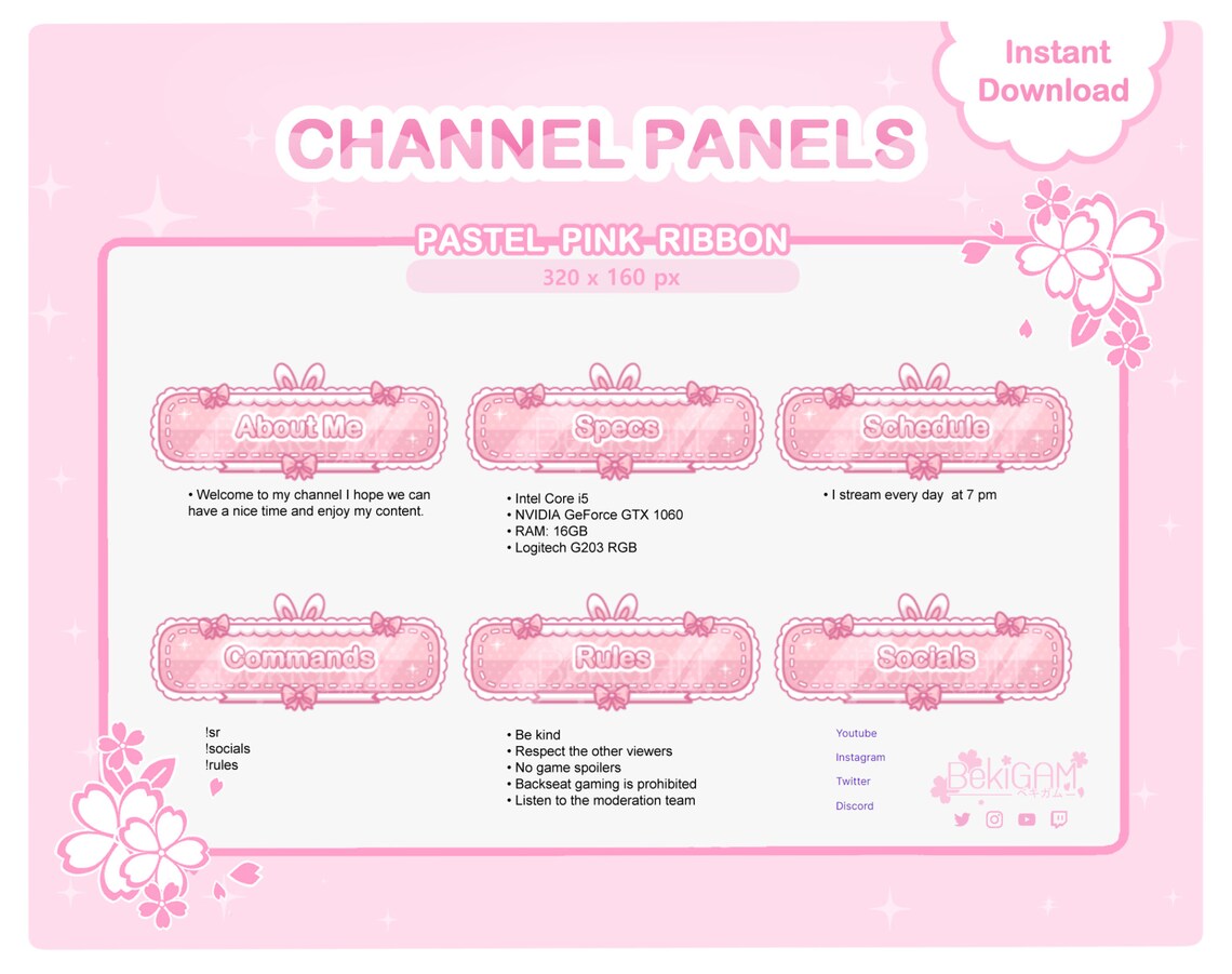 12 Pastel Pink Ribbon Panels / Girly Panels / Shrink Pink Panel / Cute ...