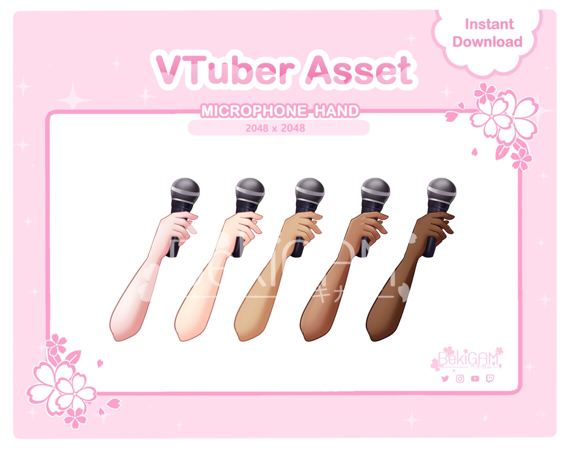 Vtuber Assets Karaoke Microphone Hand Vtuber Hands Cute Vtuber Kawaii Twitch Streamer Vtuber ...