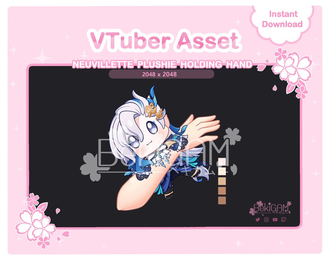 Vtuber Assets Neuvillette Plushie Holding Hand Vtuber Plushie Cute ...