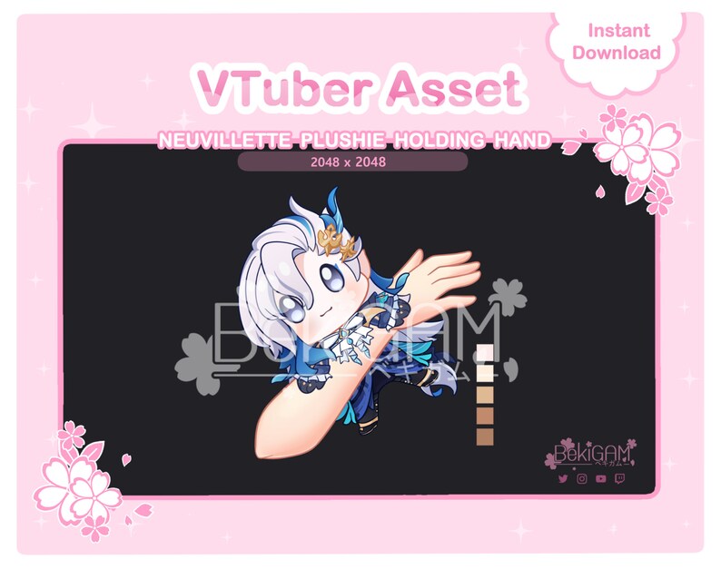 Vtuber Assets Neuvillette Plushie Holding Hand Vtuber Plushie Cute ...