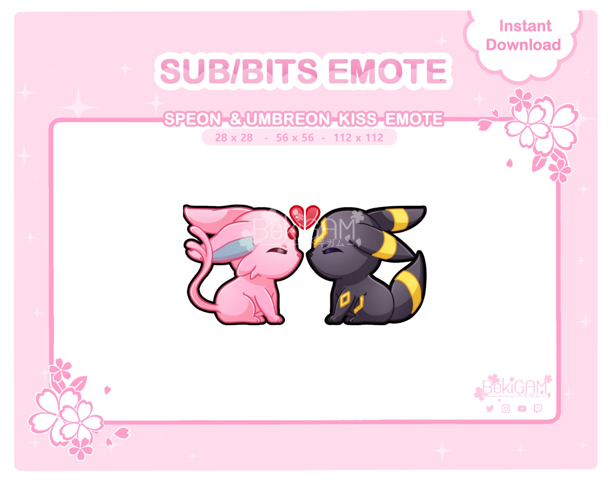 Speon and Umbreon Kiss Emote Pokemon for Twitch / Discord / - Etsy ...