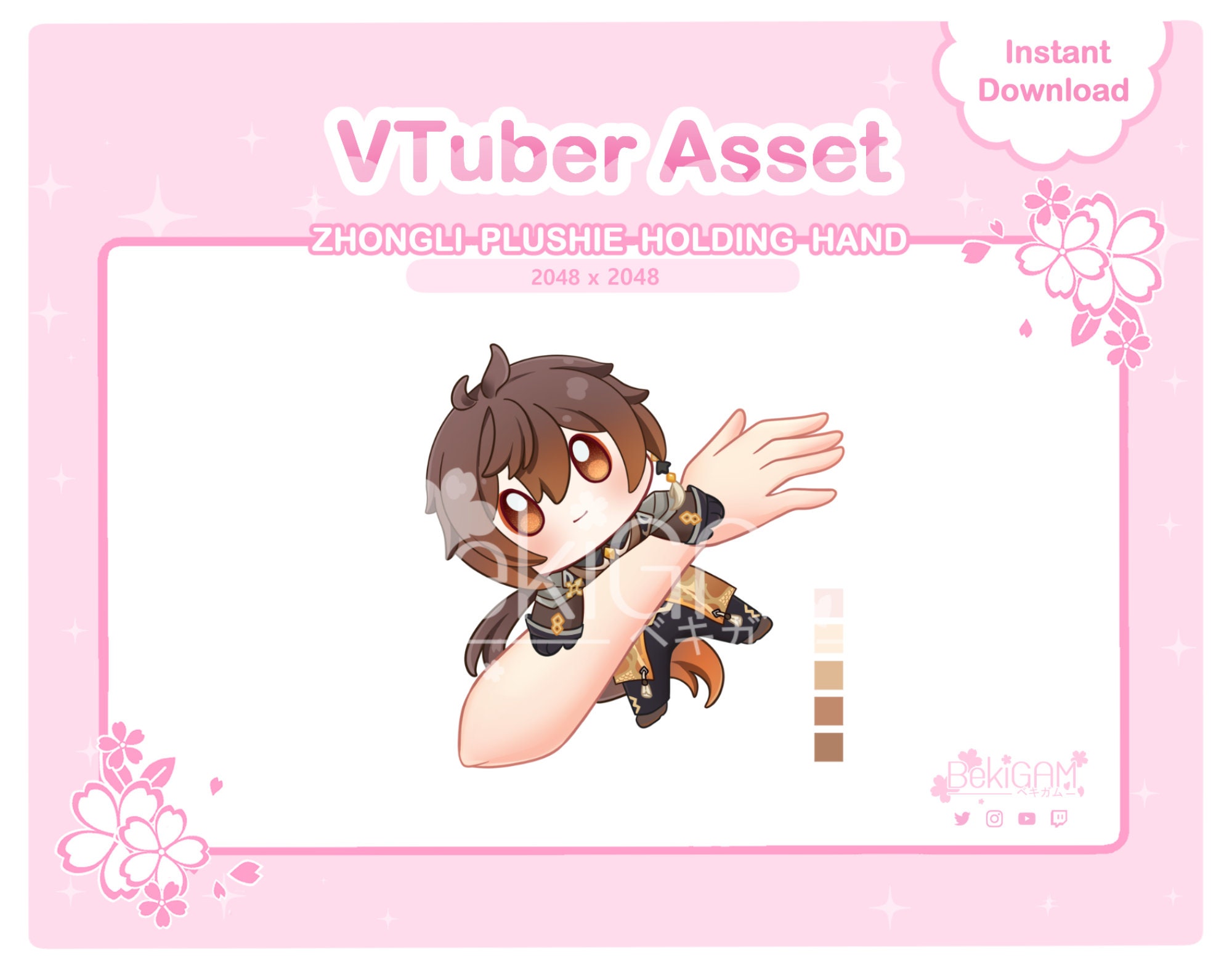 Vtuber Assets Zhongli Plushie Holding Hand Vtuber Plushie Cute Vtuber ...