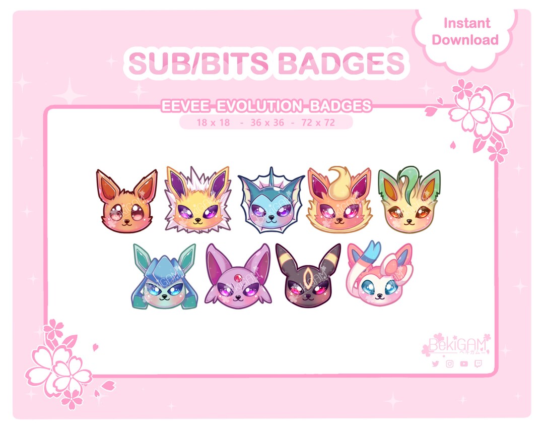 Eevee Evolution Badges | Twitch Sub Badges | Sub/bit Badges | Twitch ...