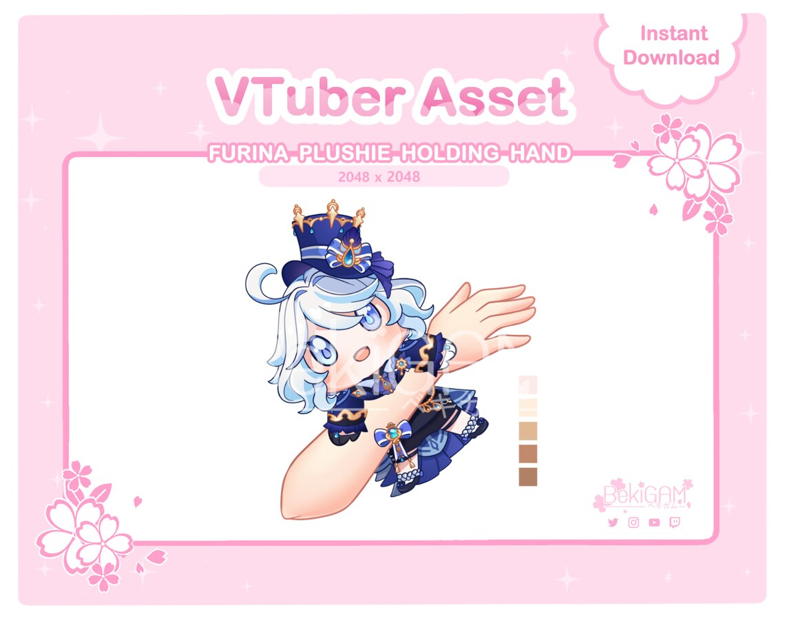 Vtuber Assets Furina Plushie Holding Hand Vtuber Plushie Cute Vtuber ...