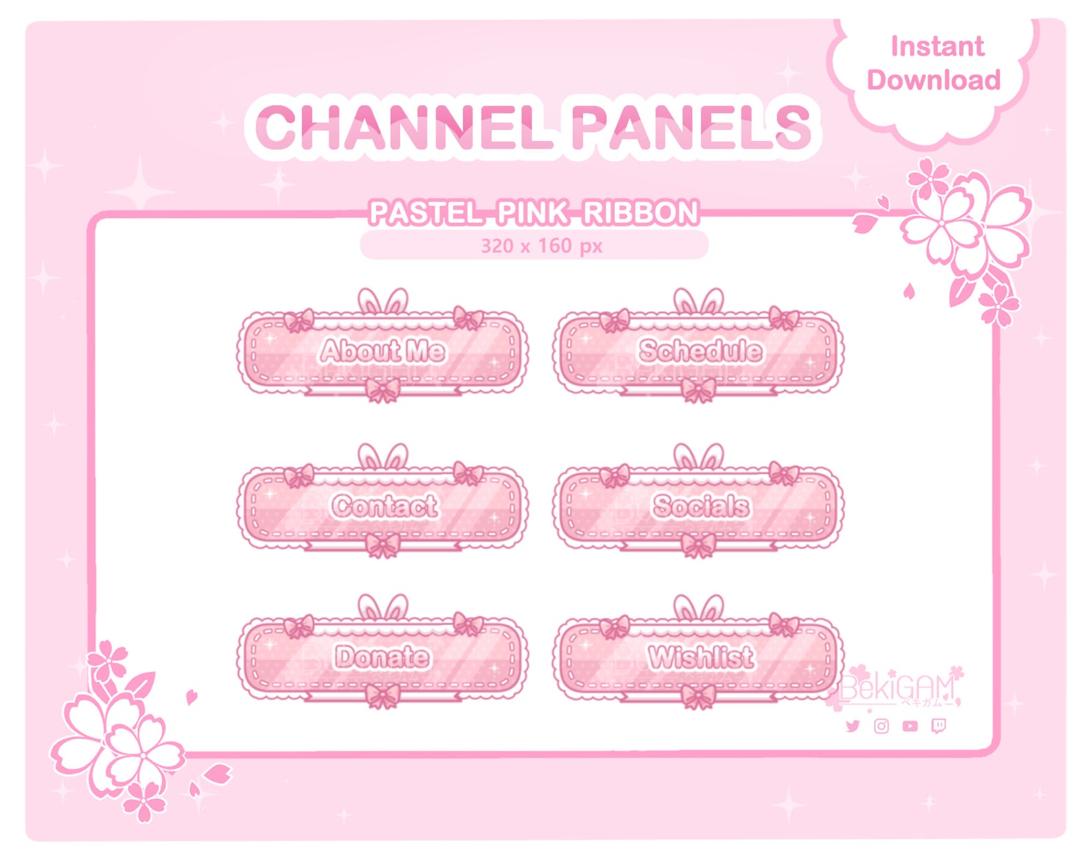 12 Pastel Pink Ribbon Panels / Girly Panels / Shrink Pink Panel / Cute ...