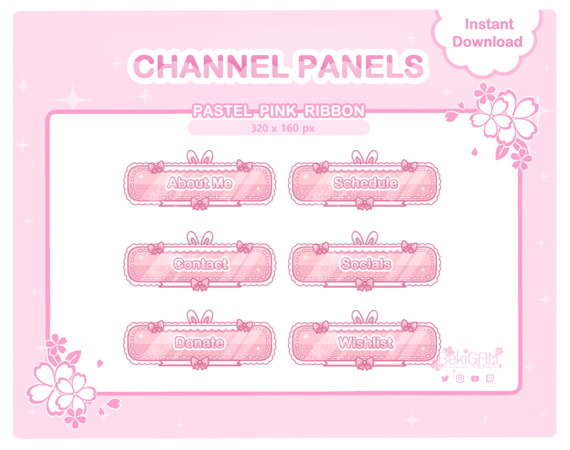 12 Pastel Pink Ribbon Panels / Girly Panels / Shrink Pink Panel / Cute ...