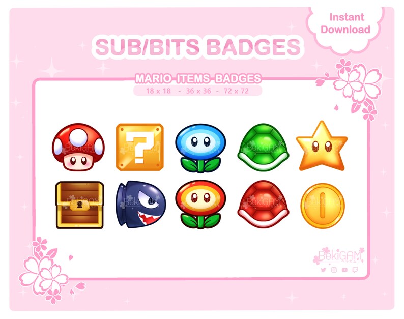 Mario Items Badges Set Twitch Sub Badges Insignias De - Etsy