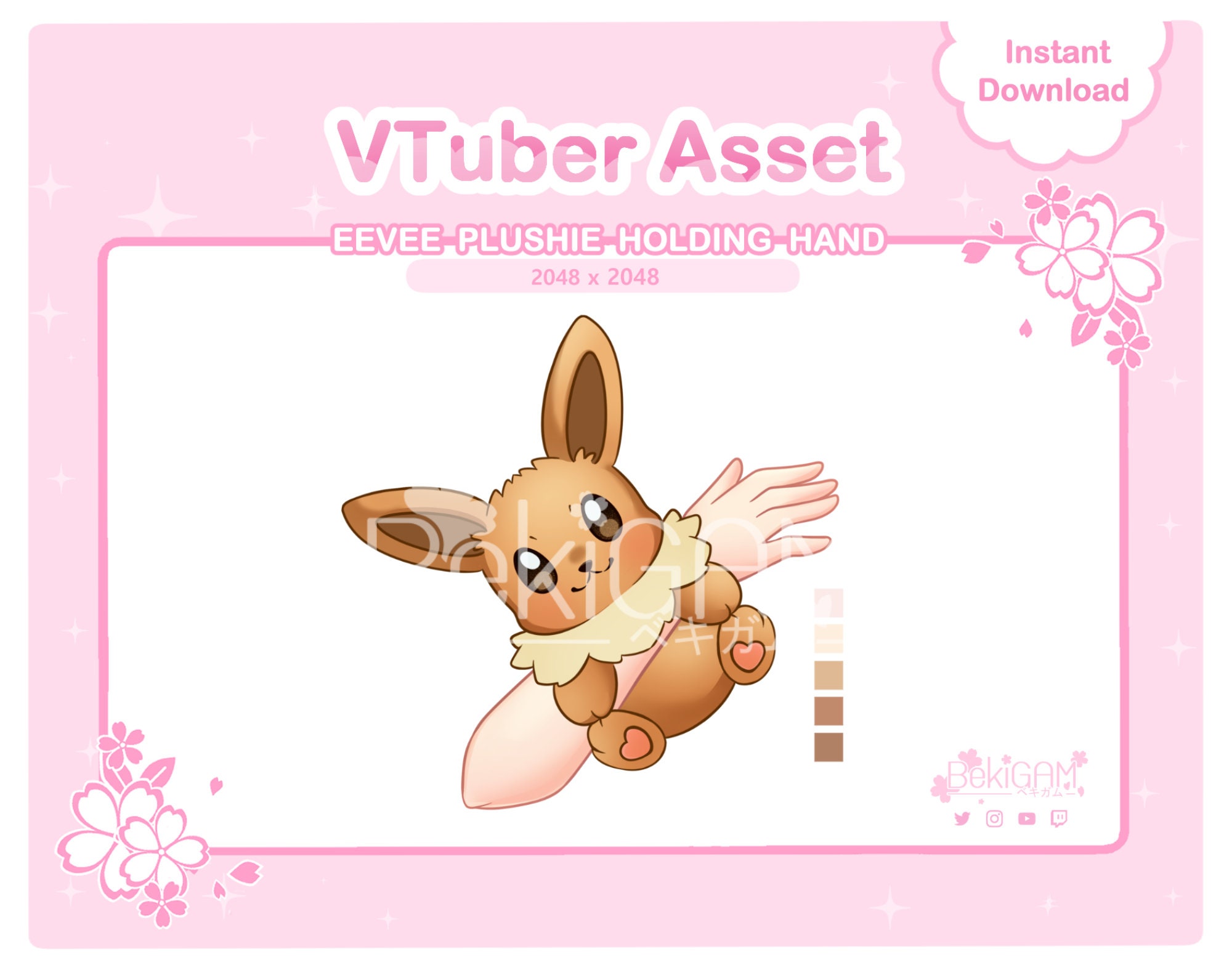 Vtuber Assets Eevee Plushie Holding Hand Vtuber Plushie Cute Vtuber ...
