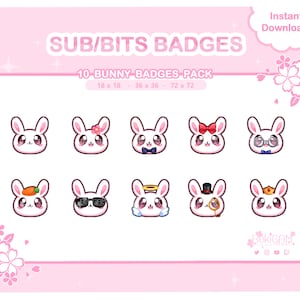 Bunny Badges Pack for Twitch | Twitch | Youtube | Discord | Twitch Sub ...