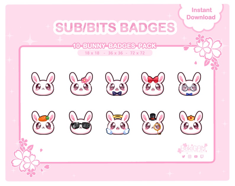 Bunny Badges Pack for Twitch | Twitch | Youtube | Discord | Twitch Sub ...