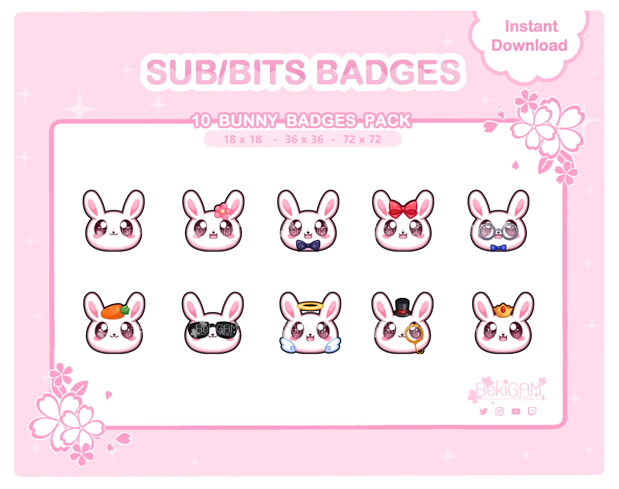 Bunny Badges Pack for Twitch | Twitch | Youtube | Discord | Twitch Sub ...