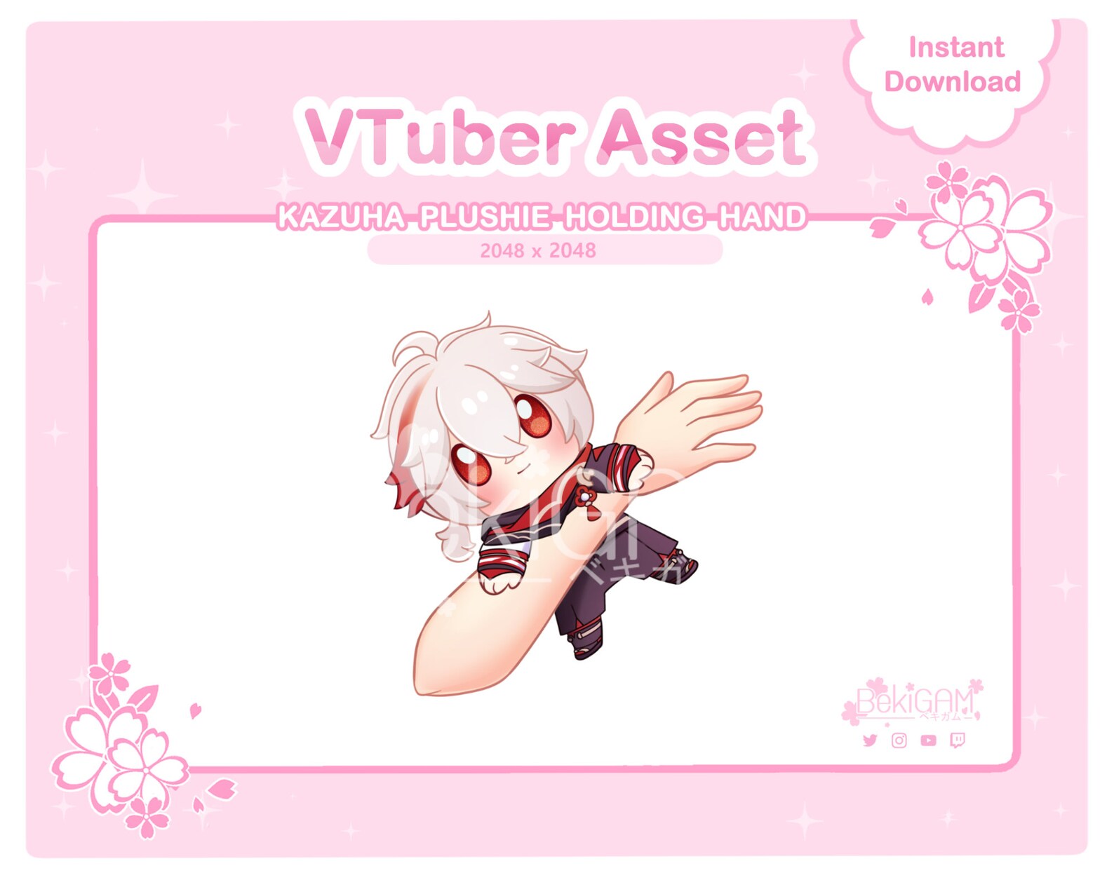 Vtuber Assets Kaedehara Kazuha Plushie Holding Hand | Vtuber Plushie ...