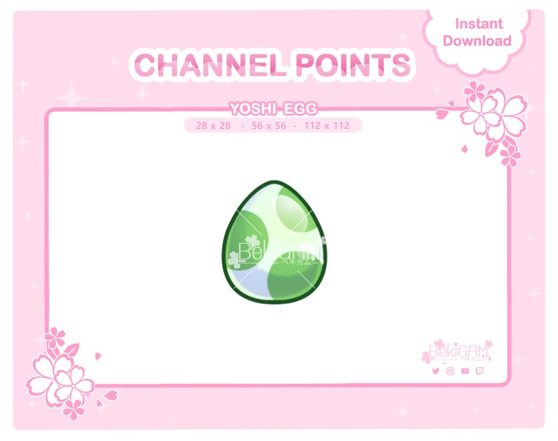 Yoshi Egg Channel Point Emote for Twitch | Twitch Channel Point Icon ...