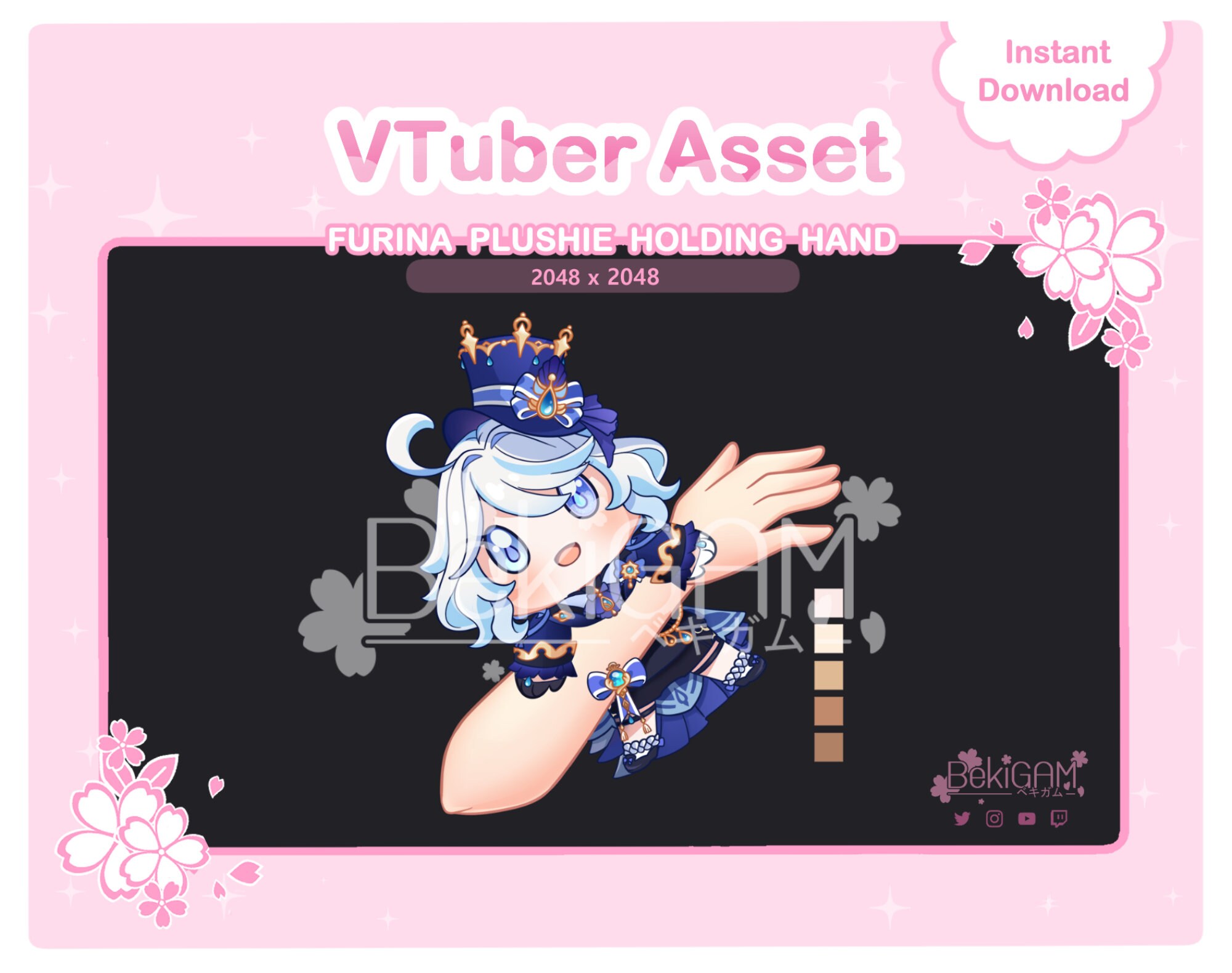 Vtuber Assets Furina Plushie Holding Hand Vtuber Plushie Cute Vtuber ...