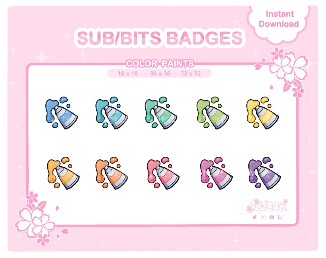 Color Paints Badges Pack for Twitch Twitch Youtube - Etsy