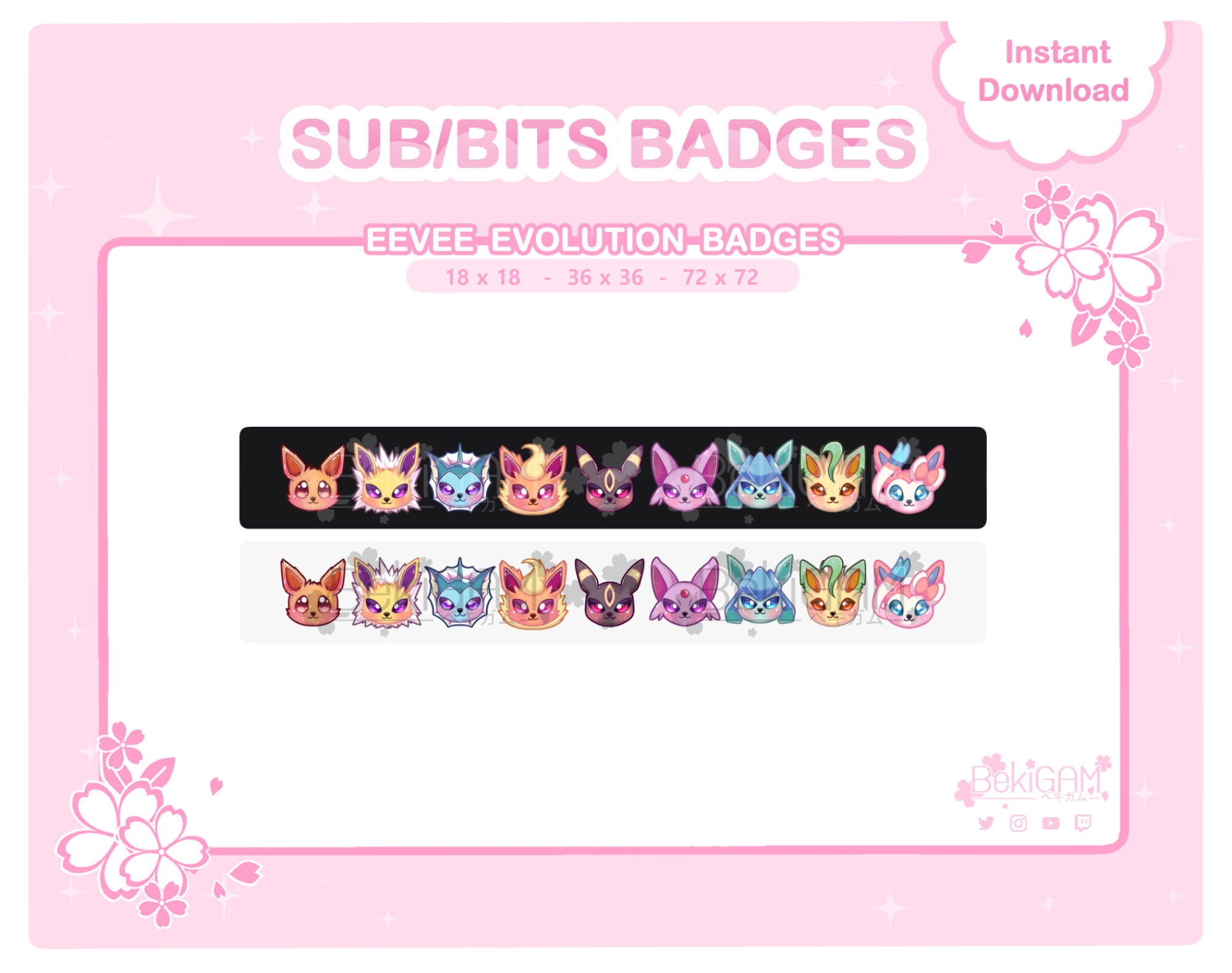 Eevee Evolution Badges Twitch Sub Badges Sub/bit Badges - Etsy