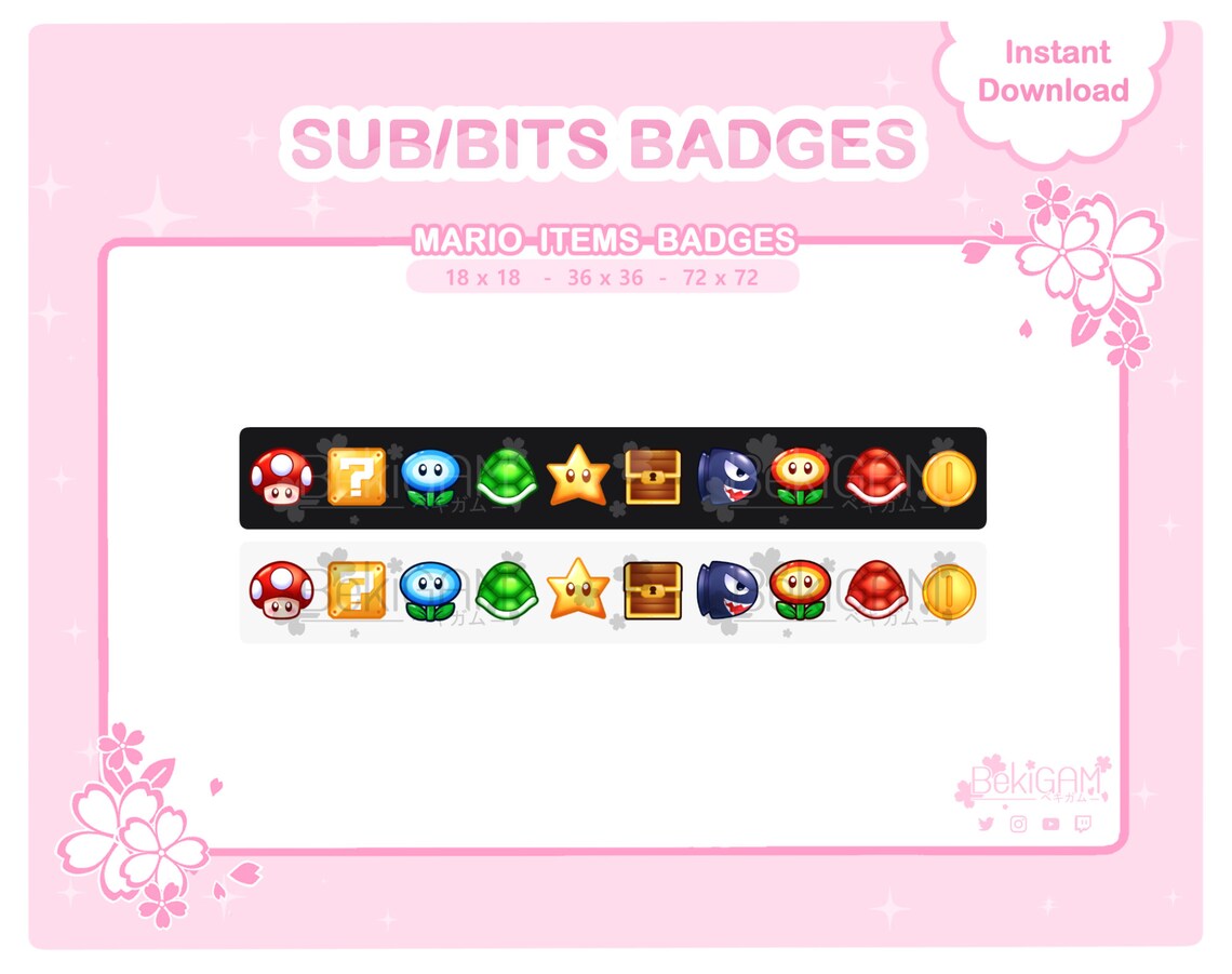 Mario Items Badges Set Twitch Sub Badges Insignias De - Etsy