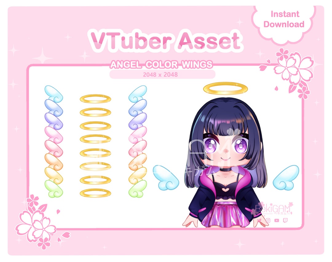 Vtuber Assets Color Angel Wings Vtuber Wings Cute Vtuber - Etsy España