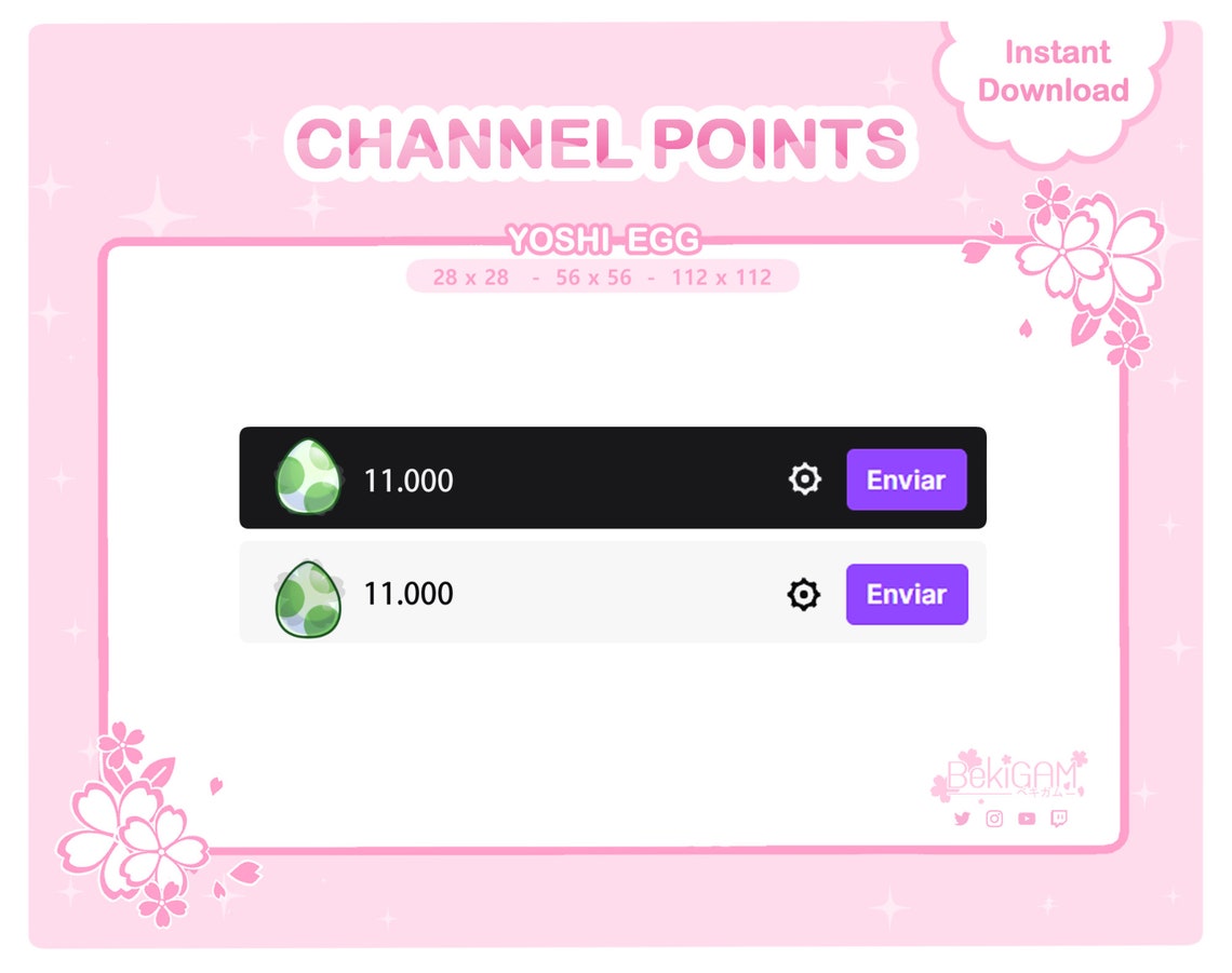 Yoshi Egg Channel Point Emote for Twitch | Twitch Channel Point Icon ...