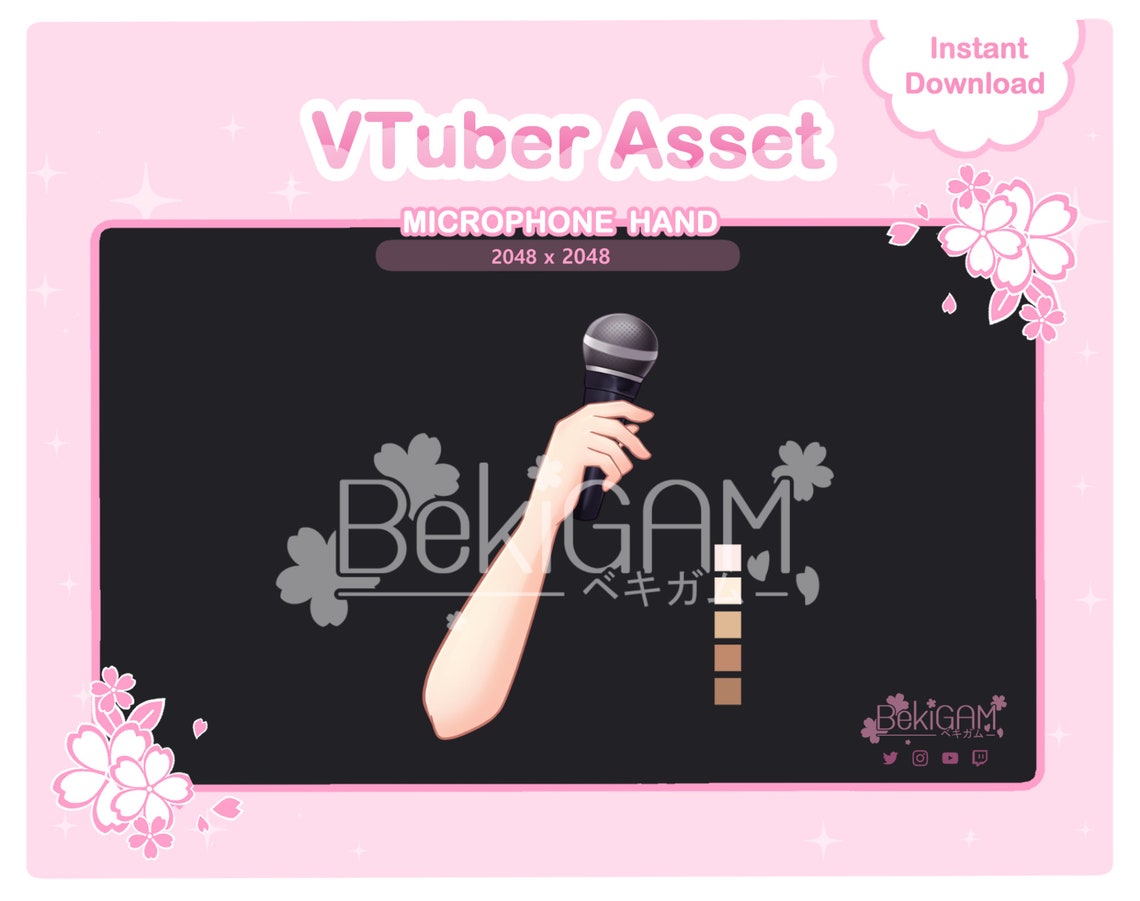 Vtuber Assets Karaoke Microphone Hand Vtuber Hands Cute Vtuber Kawaii Twitch Streamer Vtuber ...